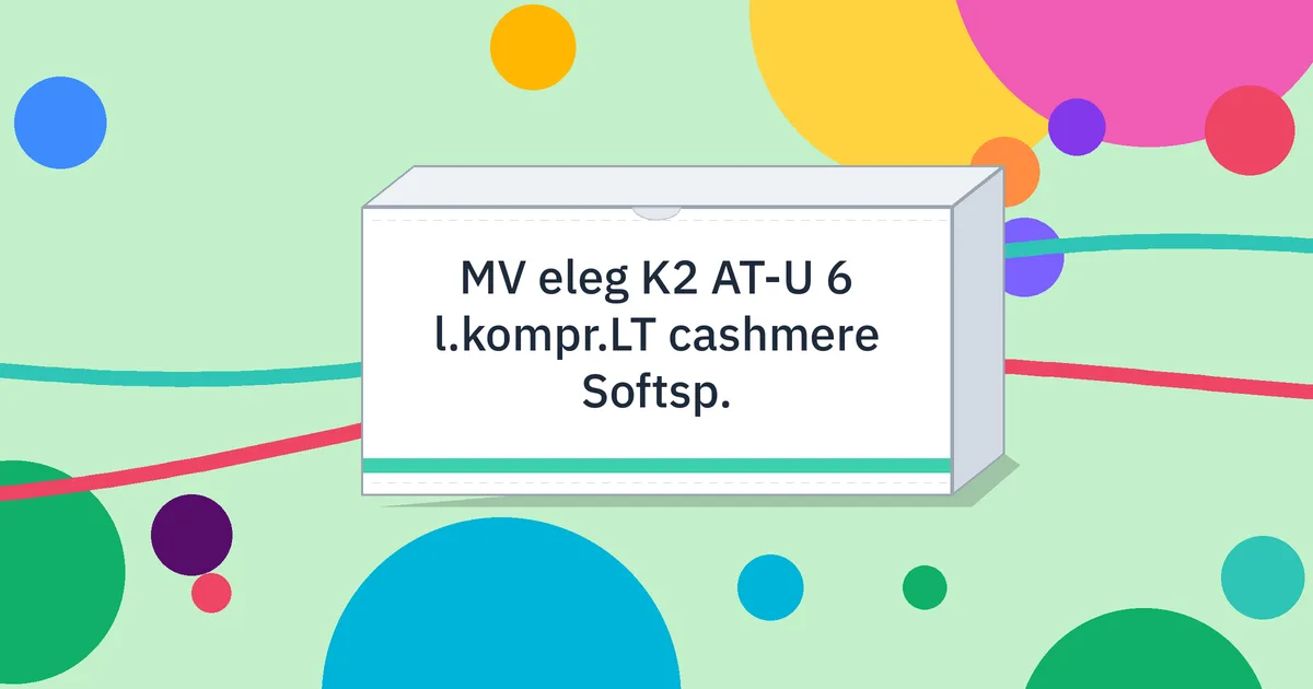 Symbolbild: Packung mit der Aufschrift MV eleg K2 AT-U 6 l.kompr.LT cashmere Softsp. (PZN 14664873) – Verfügbarkeit und Bezug in Apotheken in Frankfurt am Main
