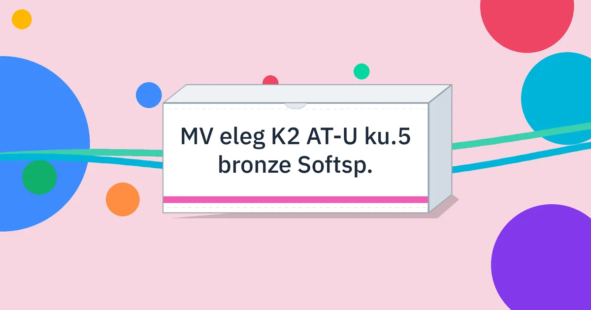 Symbolbild: Packung mit der Aufschrift MV eleg K2 AT-U ku.5 bronze Softsp. (PZN 15289242) – Verfügbarkeit und Bezug in Apotheken in Frankfurt am Main