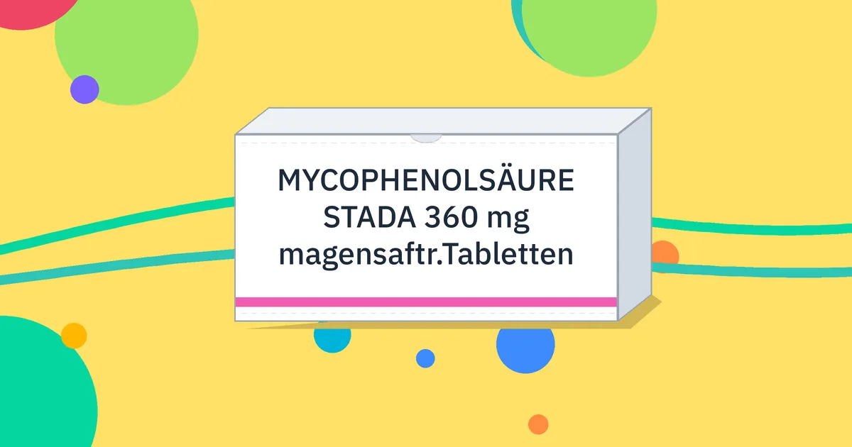 Symbolbild: Packung mit der Aufschrift MYCOPHENOLSÄURE STADA 360 mg magensaftr.Tabletten (PZN 18135002) – Verfügbarkeit und Bezug in Apotheken in Frankfurt am Main