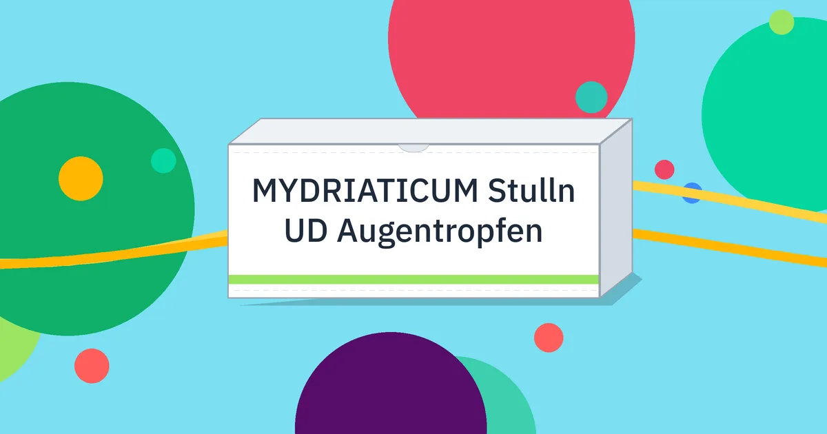 Symbolbild: Packung mit der Aufschrift MYDRIATICUM Stulln UD Augentropfen (PZN 05520023) – Verfügbarkeit und Bezug in Apotheken in Frankfurt am Main