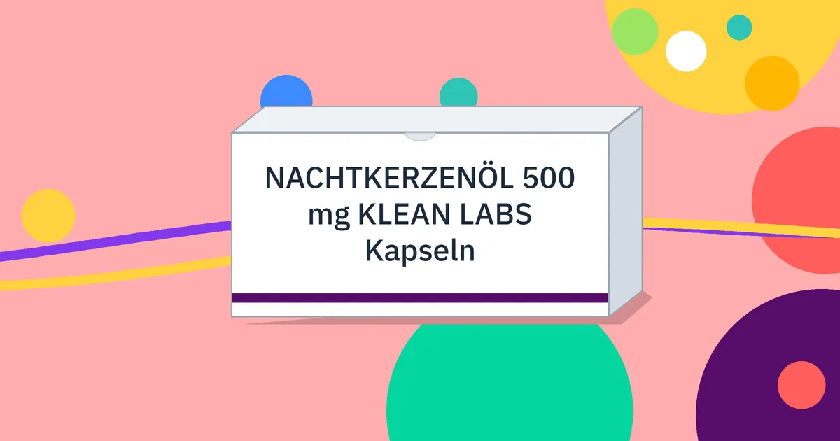Symbolbild: Packung mit der Aufschrift NACHTKERZENÖL 500 mg KLEAN LABS Kapseln (PZN 19809626) – Verfügbarkeit und Bezug in Apotheken in Frankfurt am Main