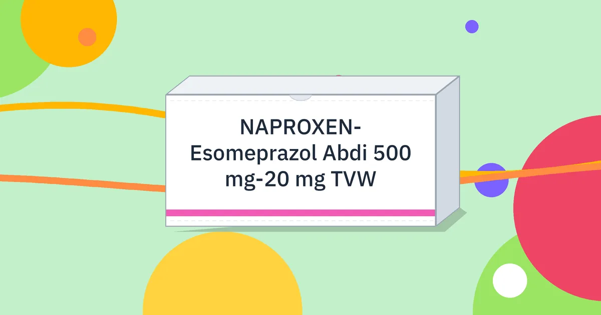 Symbolbild: Packung mit der Aufschrift NAPROXEN-Esomeprazol Abdi 500 mg-20 mg TVW (PZN 19772225) – Verfügbarkeit und Bezug in Apotheken in Frankfurt am Main