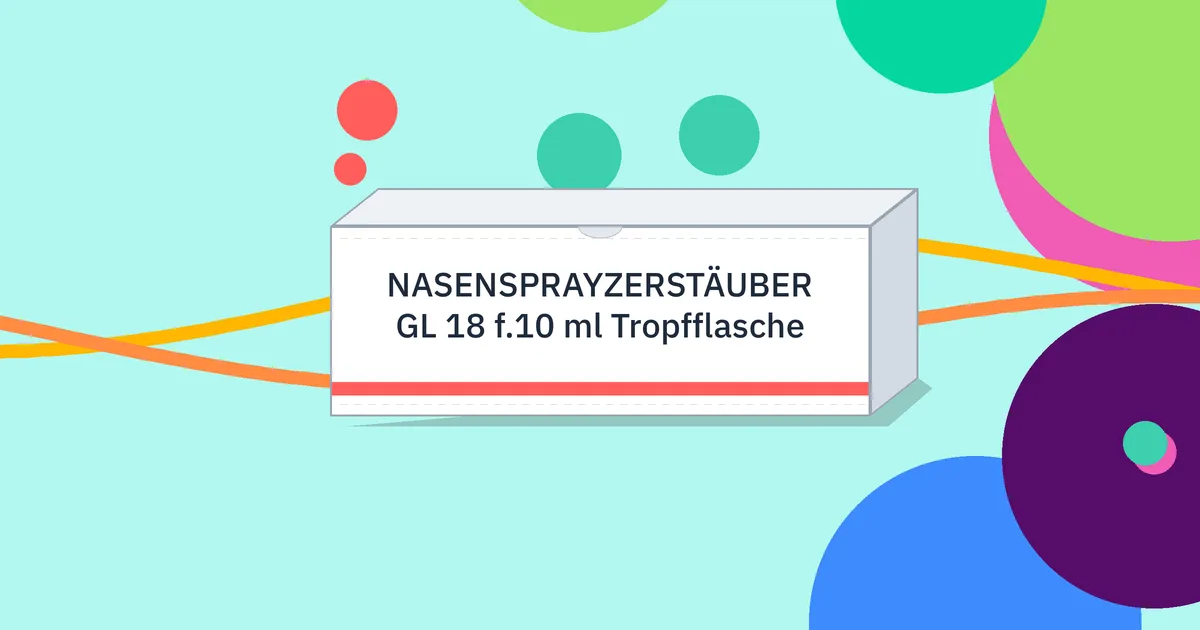 Symbolbild: Packung mit der Aufschrift NASENSPRAYZERSTÄUBER GL 18 f.10 ml Tropfflasche (PZN 18014497) – Verfügbarkeit und Bezug in Apotheken in Frankfurt am Main