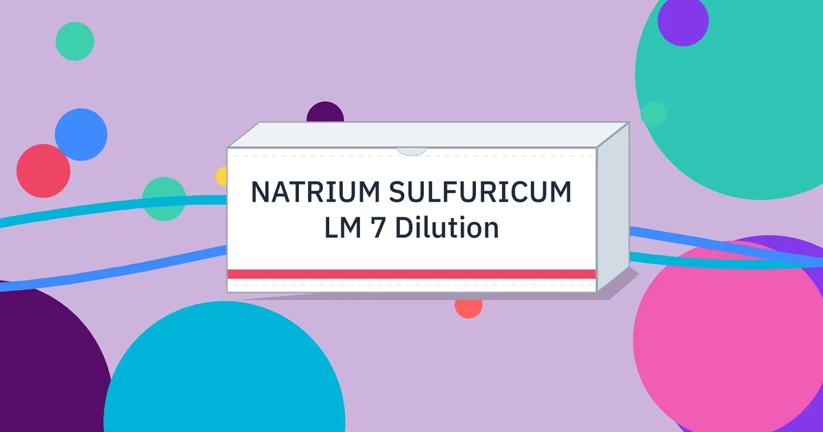 Symbolbild: Packung mit der Aufschrift NATRIUM SULFURICUM LM 7 Dilution (PZN 12967196) – Verfügbarkeit und Bezug in Apotheken in Frankfurt am Main