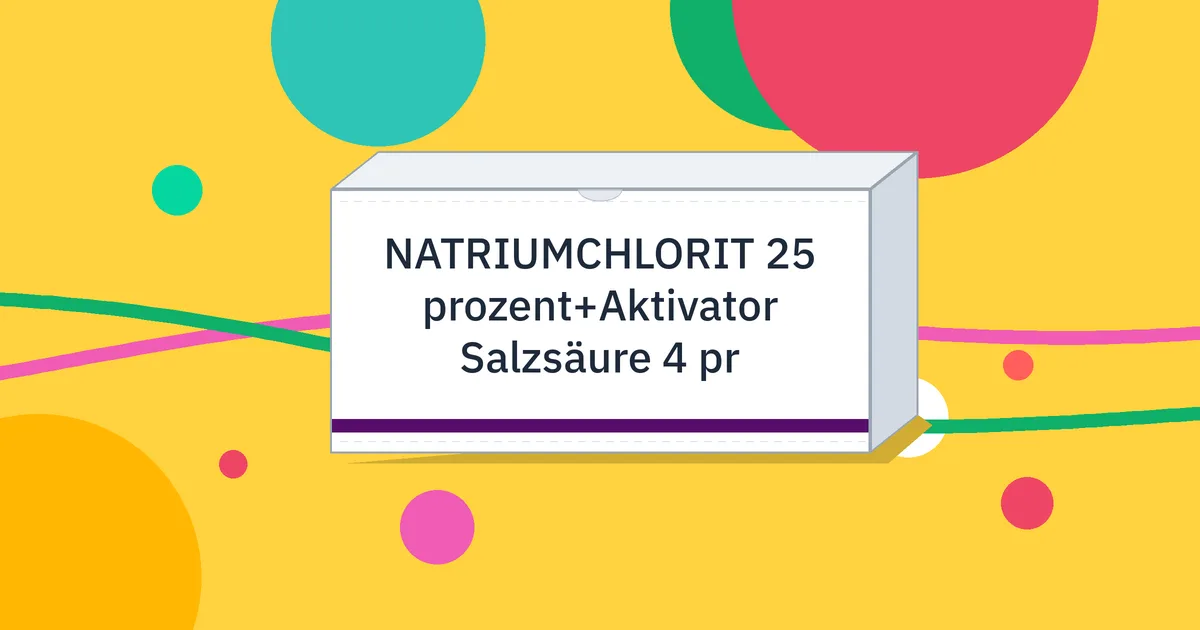 Symbolbild: Packung mit der Aufschrift NATRIUMCHLORIT 25 prozent+Aktivator Salzsäure 4 pr (PZN 16333258) – Verfügbarkeit und Bezug in Apotheken in Frankfurt am Main