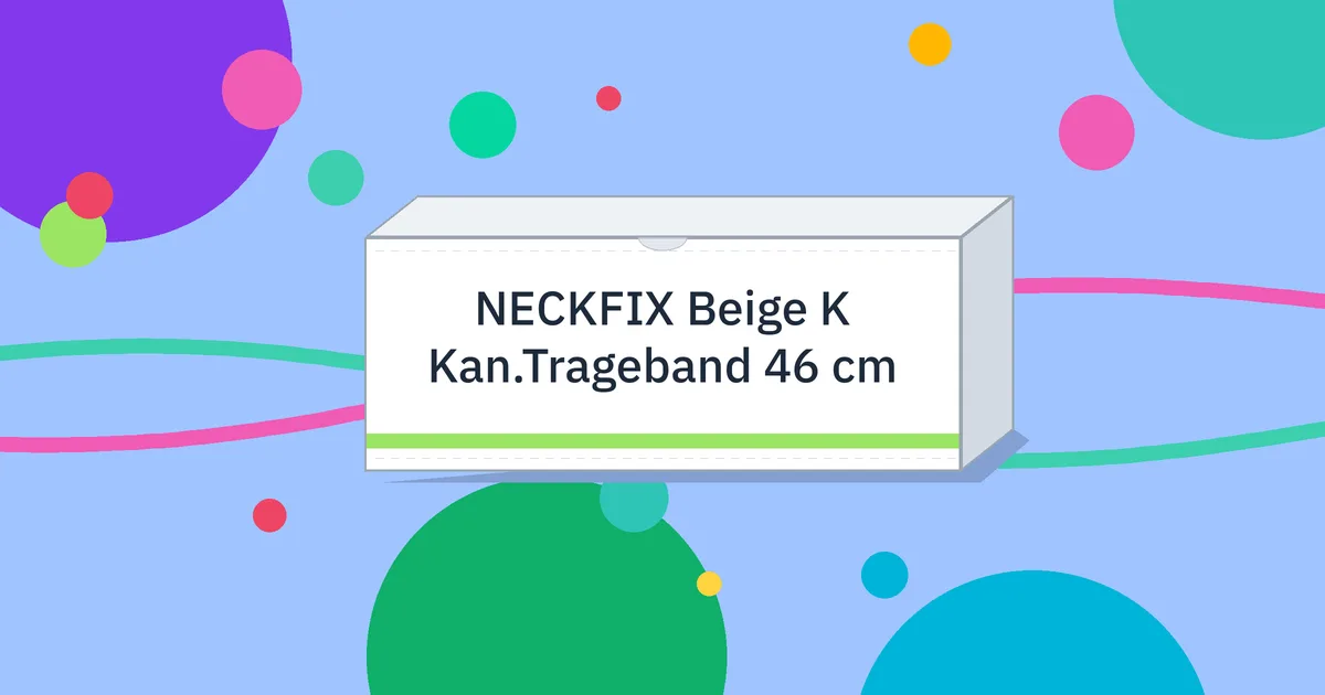 Symbolbild: Packung mit der Aufschrift NECKFIX Beige K Kan.Trageband 46 cm (PZN 12475435) – Verfügbarkeit und Bezug in Apotheken in Frankfurt am Main