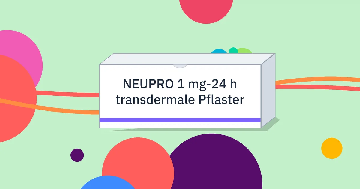 Symbolbild: Packung mit der Aufschrift NEUPRO 1 mg-24 h transdermale Pflaster (PZN 17394776) – Verfügbarkeit und Bezug in Apotheken in Frankfurt am Main