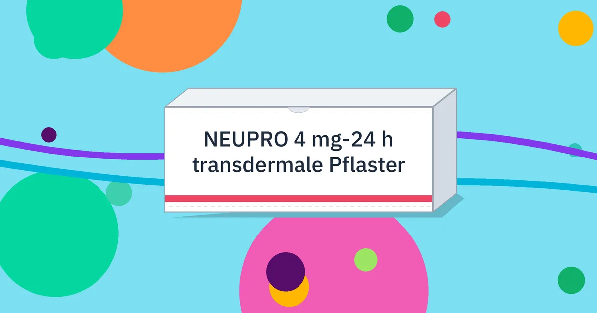 Symbolbild: Packung mit der Aufschrift NEUPRO 4 mg-24 h transdermale Pflaster (PZN 09755585) – Verfügbarkeit und Bezug in Apotheken in Frankfurt am Main