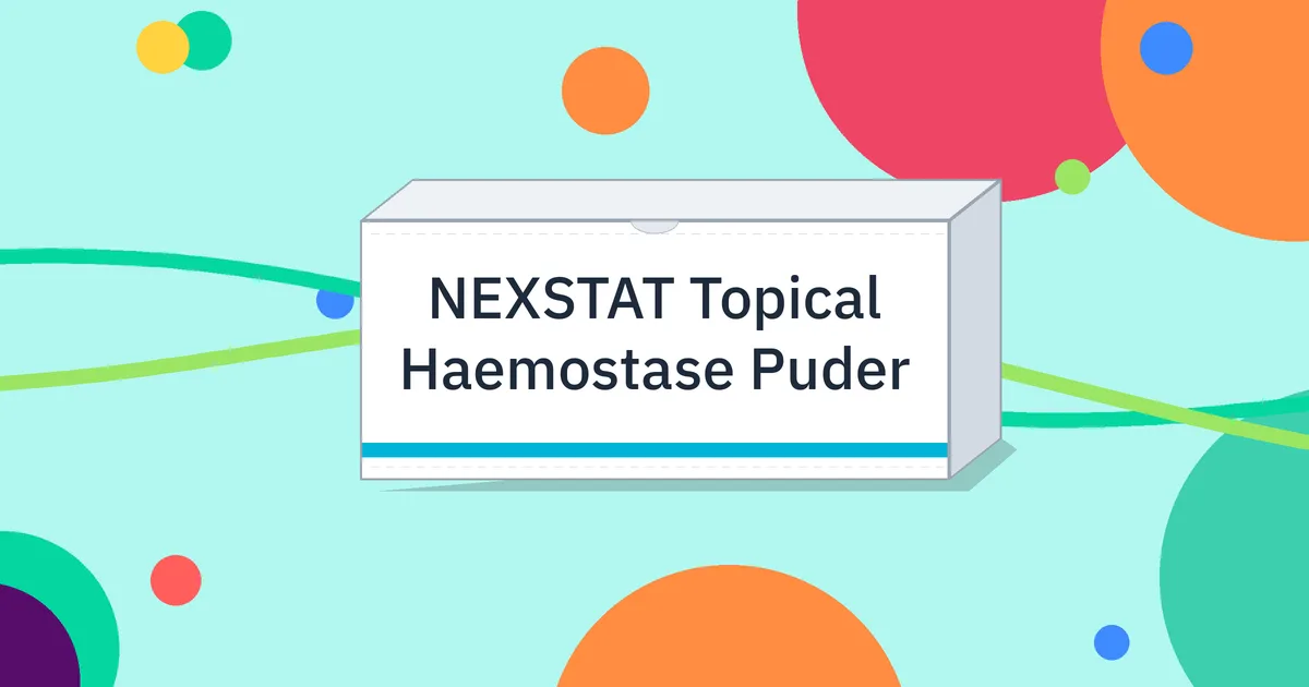 Symbolbild: Packung mit der Aufschrift NEXSTAT Topical Haemostase Puder (PZN 12903374) – Verfügbarkeit und Bezug in Apotheken in Frankfurt am Main