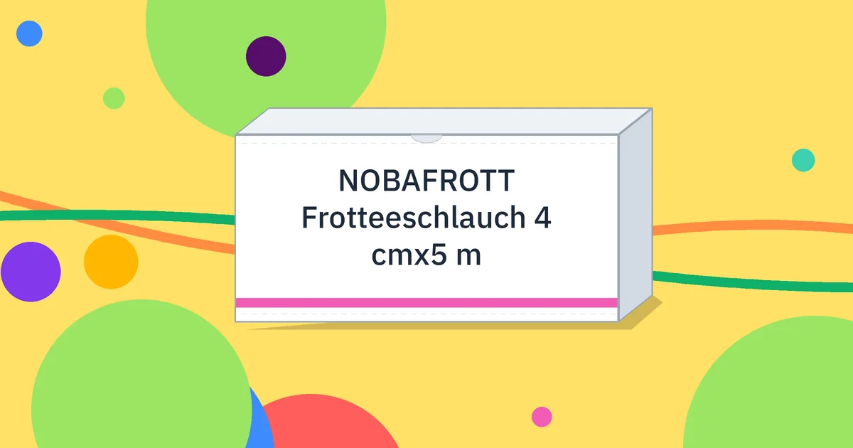 Symbolbild: Packung mit der Aufschrift NOBAFROTT Frotteeschlauch 4 cmx5 m (PZN 00532725) – Verfügbarkeit und Bezug in Apotheken in Frankfurt am Main