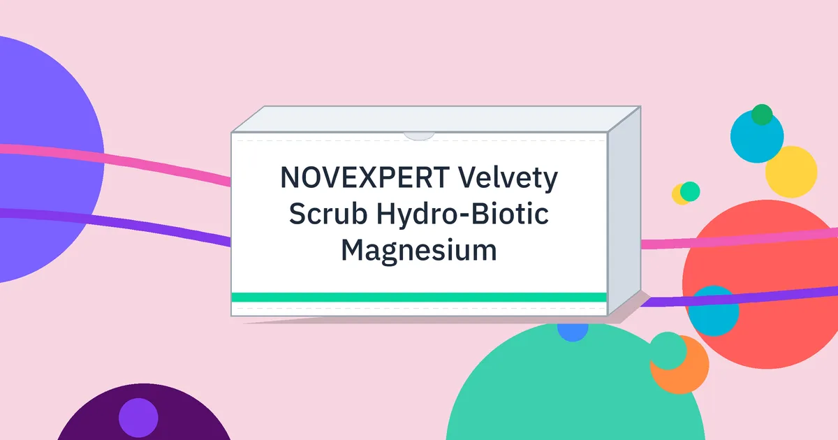 Symbolbild: Packung mit der Aufschrift NOVEXPERT Velvety Scrub Hydro-Biotic Magnesium (PZN 19147639) – Verfügbarkeit und Bezug in Apotheken in Frankfurt am Main