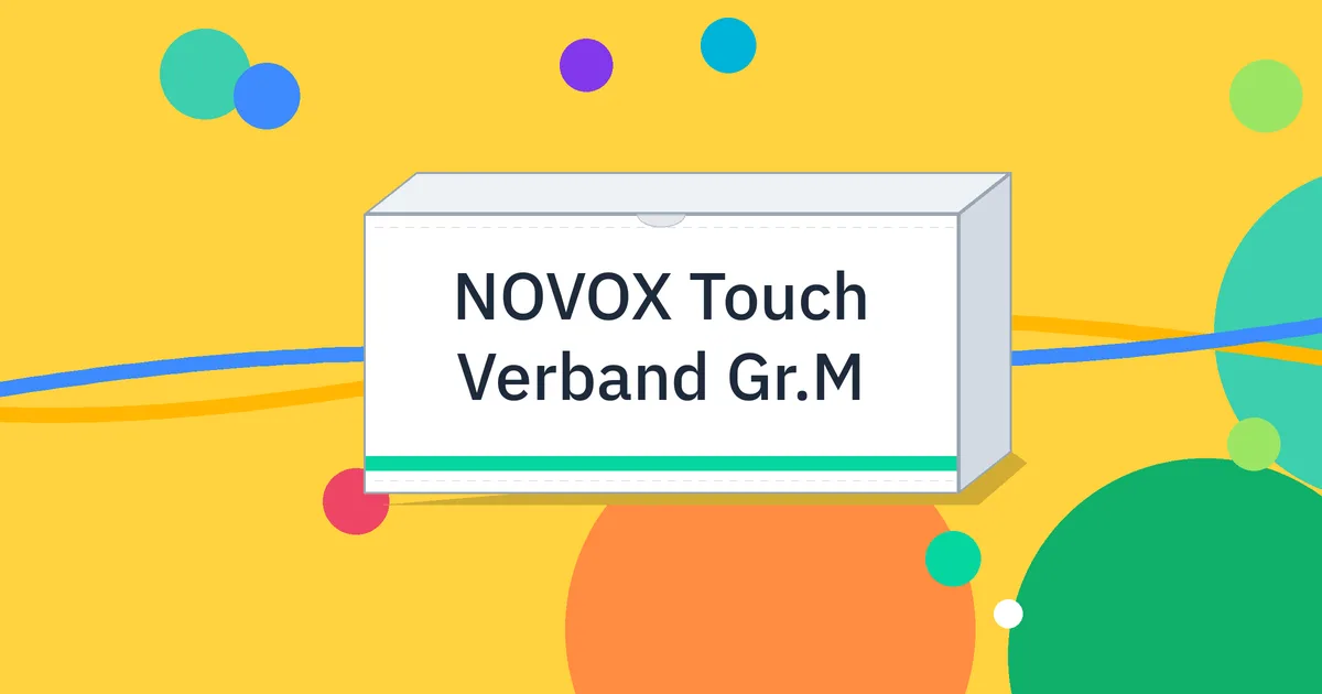 Symbolbild: Packung mit der Aufschrift NOVOX Touch Verband Gr.M (PZN 18650514) – Verfügbarkeit und Bezug in Apotheken in Frankfurt am Main