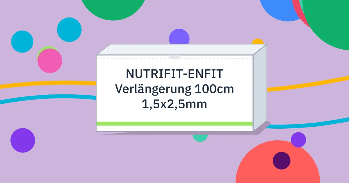 Symbolbild: Packung mit der Aufschrift NUTRIFIT-ENFIT Verlängerung 100cm 1,5x2,5mm (PZN 14174399) – Verfügbarkeit und Bezug in Apotheken in Frankfurt am Main