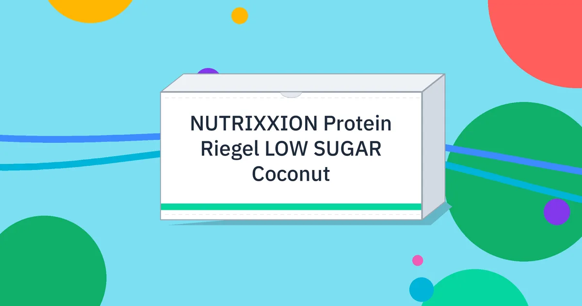 Symbolbild: Packung mit der Aufschrift NUTRIXXION Protein Riegel LOW SUGAR Coconut (PZN 14213024) – Verfügbarkeit und Bezug in Apotheken in Frankfurt am Main