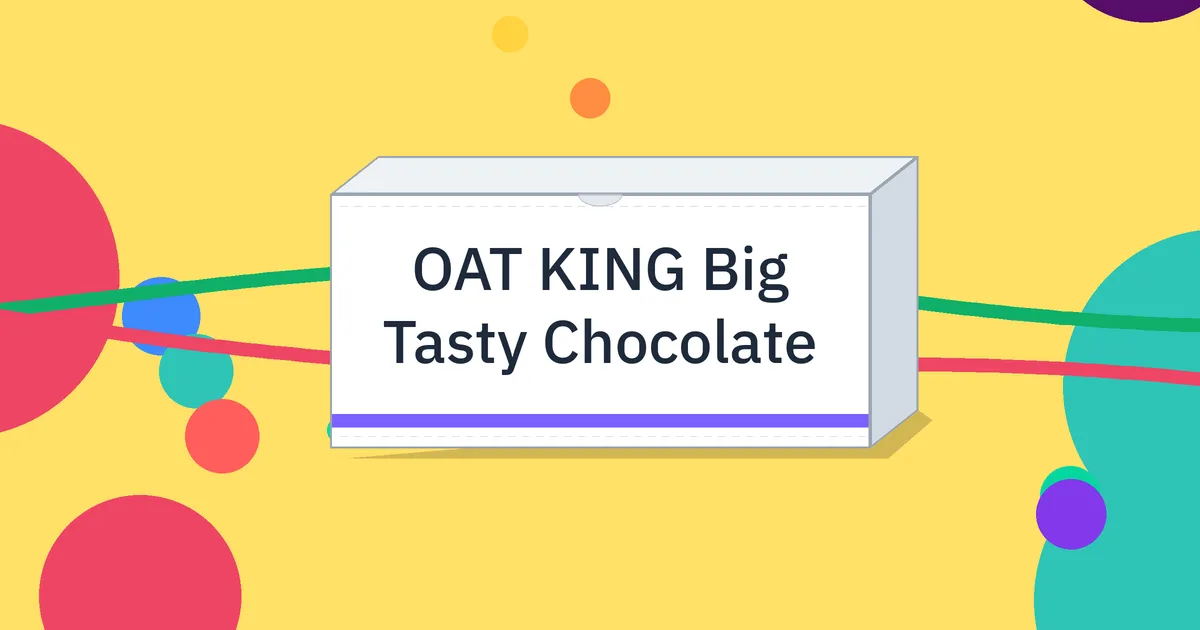 Symbolbild: Packung mit der Aufschrift OAT KING Big Tasty Chocolate (PZN 09522177) – Verfügbarkeit und Bezug in Apotheken in Frankfurt am Main