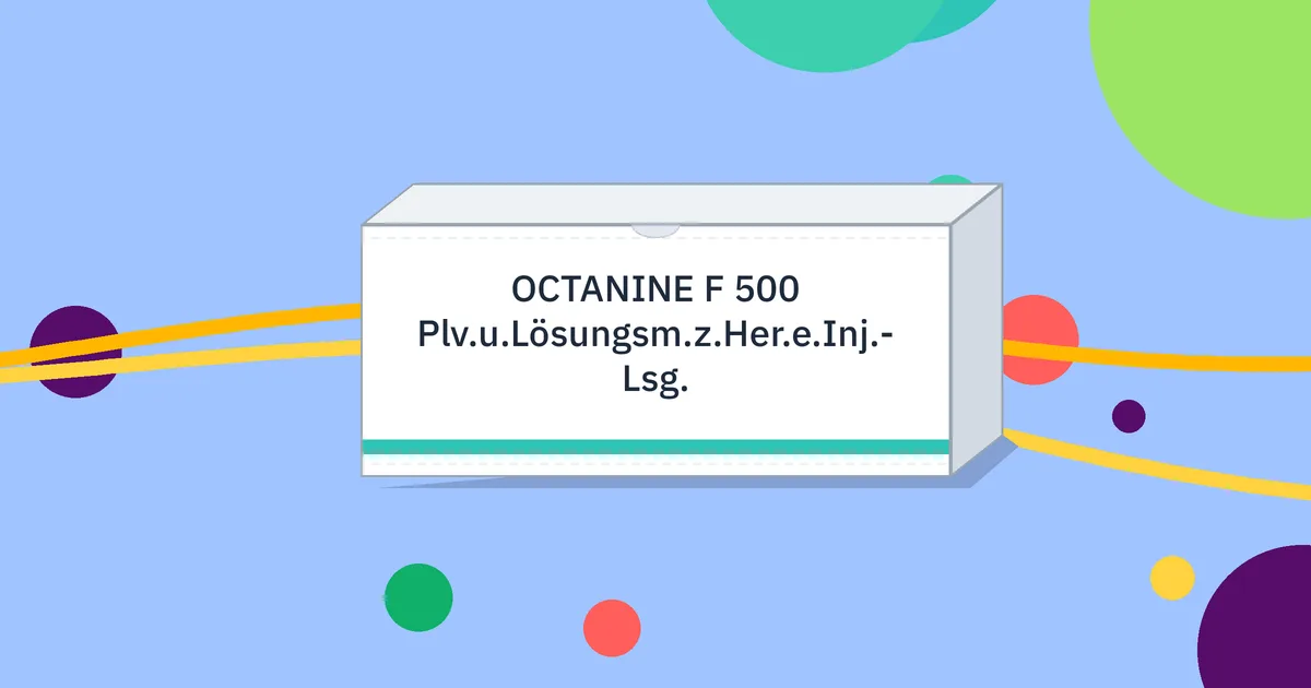 Symbolbild: Packung mit der Aufschrift OCTANINE F 500 Plv.u.Lösungsm.z.Her.e.Inj.-Lsg. (PZN 06881220) – Verfügbarkeit und Bezug in Apotheken in Frankfurt am Main