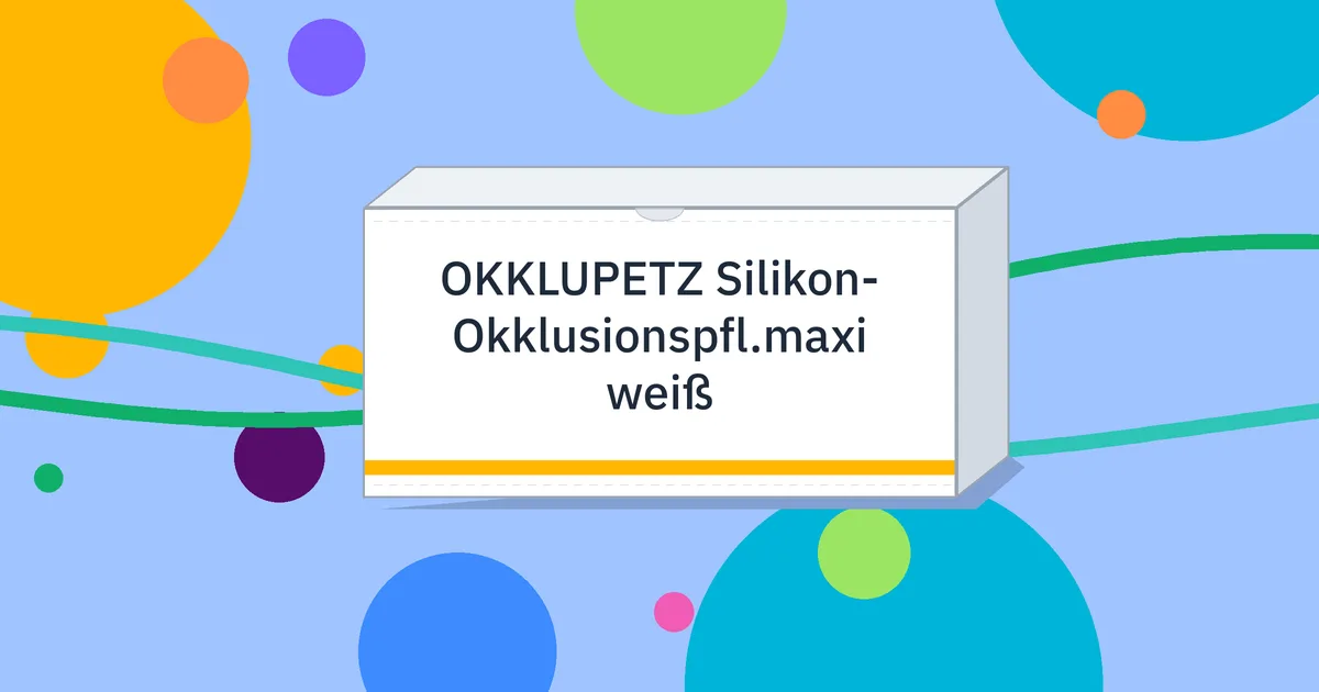 Symbolbild: Packung mit der Aufschrift OKKLUPETZ Silikon-Okklusionspfl.maxi weiß (PZN 19227947) – Verfügbarkeit und Bezug in Apotheken in Frankfurt am Main