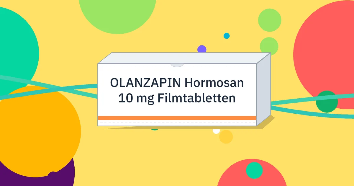 Symbolbild: Packung mit der Aufschrift OLANZAPIN Hormosan 10 mg Filmtabletten (PZN 09214547) – Verfügbarkeit und Bezug in Apotheken in Frankfurt am Main