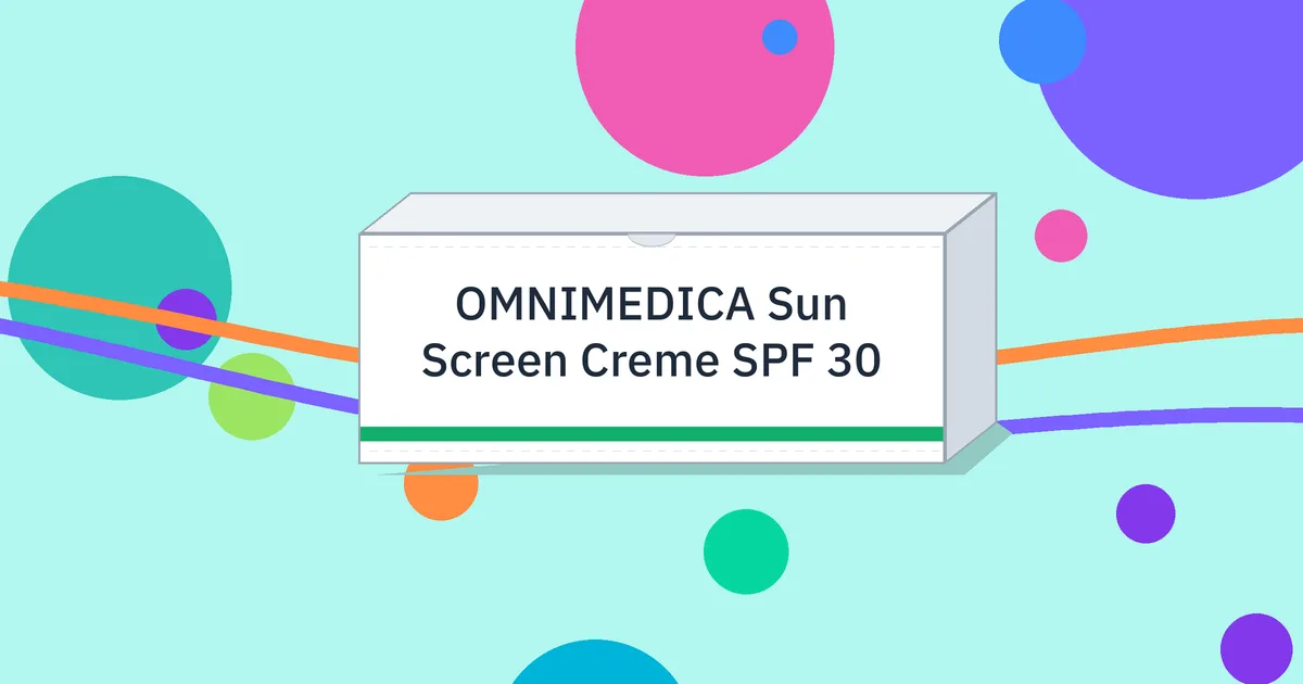 Symbolbild: Packung mit der Aufschrift OMNIMEDICA Sun Screen Creme SPF 30 (PZN 19142837) – Verfügbarkeit und Bezug in Apotheken in Frankfurt am Main