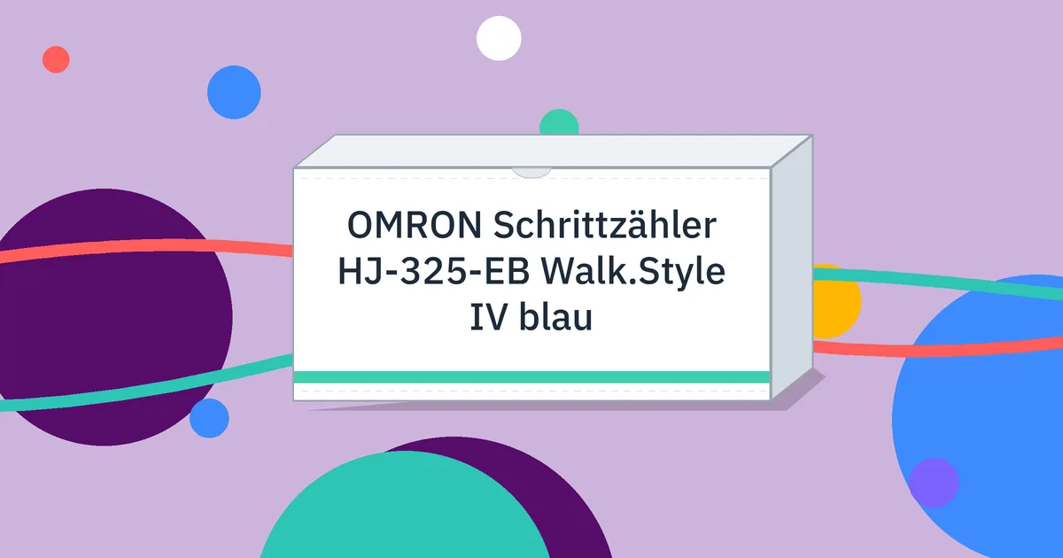 Symbolbild: Packung mit der Aufschrift OMRON Schrittzähler HJ-325-EB Walk.Style IV blau (PZN 10192673) – Verfügbarkeit und Bezug in Apotheken in Frankfurt am Main