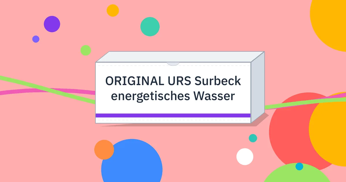 Symbolbild: Packung mit der Aufschrift ORIGINAL URS Surbeck energetisches Wasser (PZN 18911073) – Verfügbarkeit und Bezug in Apotheken in Frankfurt am Main