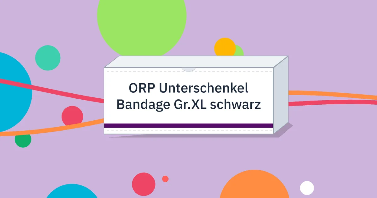 Symbolbild: Packung mit der Aufschrift ORP Unterschenkel Bandage Gr.XL schwarz (PZN 04903130) – Verfügbarkeit und Bezug in Apotheken in Frankfurt am Main