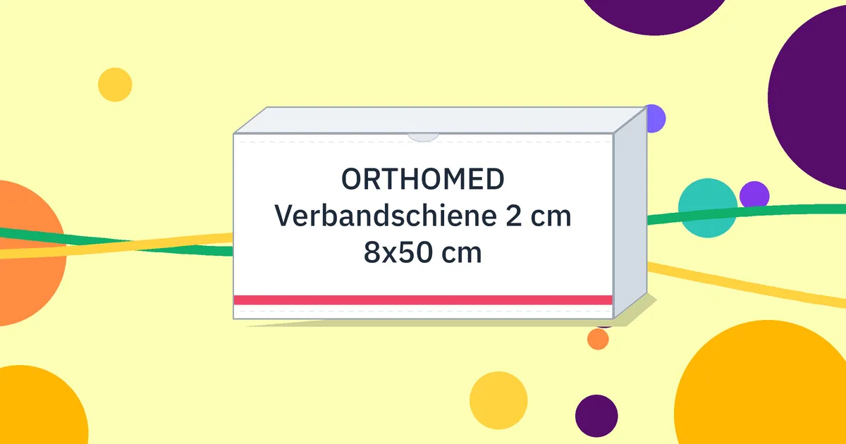 Symbolbild: Packung mit der Aufschrift ORTHOMED Verbandschiene 2 cm 8x50 cm (PZN 07410037) – Verfügbarkeit und Bezug in Apotheken in Frankfurt am Main
