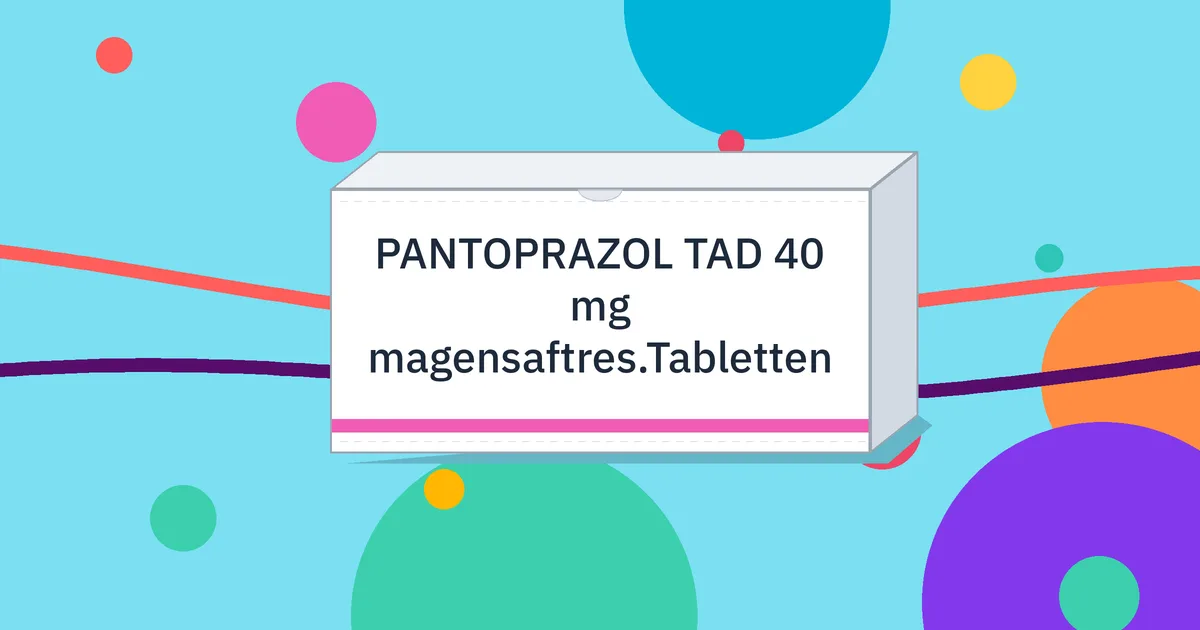 Symbolbild: Packung mit der Aufschrift PANTOPRAZOL TAD 40 mg magensaftres.Tabletten (PZN 15816463) – Verfügbarkeit und Bezug in Apotheken in Frankfurt am Main