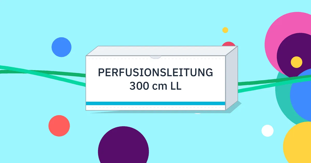 Symbolbild: Packung mit der Aufschrift PERFUSIONSLEITUNG 300 cm LL (PZN 17487118) – Verfügbarkeit und Bezug in Apotheken in Frankfurt am Main