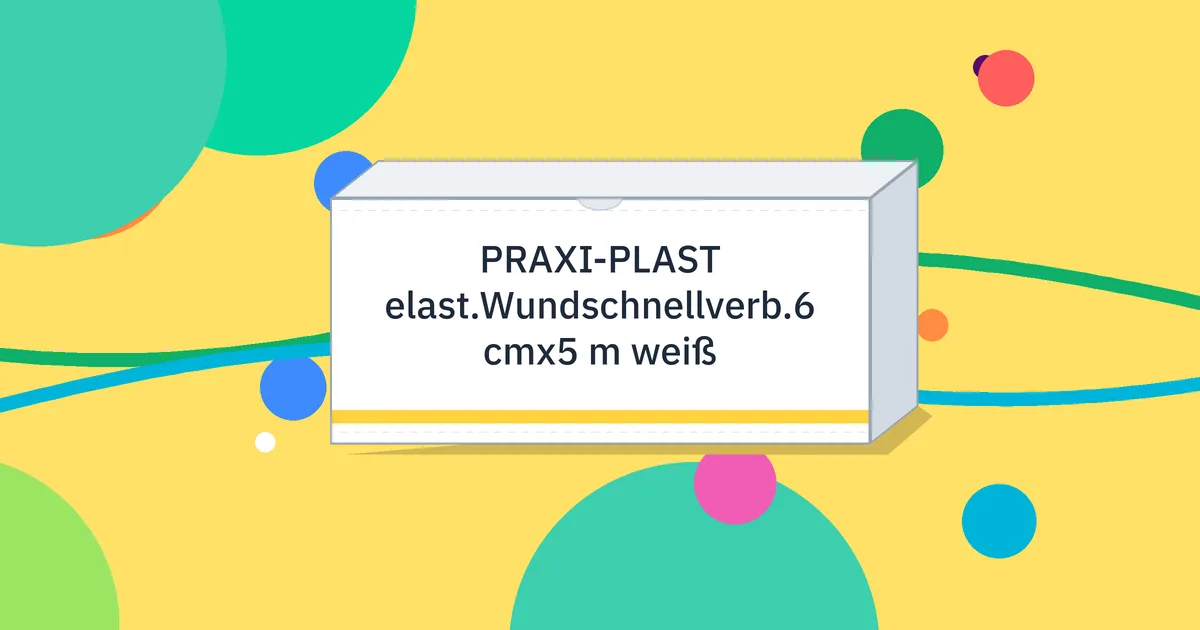 Symbolbild: Packung mit der Aufschrift PRAXI-PLAST elast.Wundschnellverb.6 cmx5 m weiß (PZN 12827561) – Verfügbarkeit und Bezug in Apotheken in Frankfurt am Main
