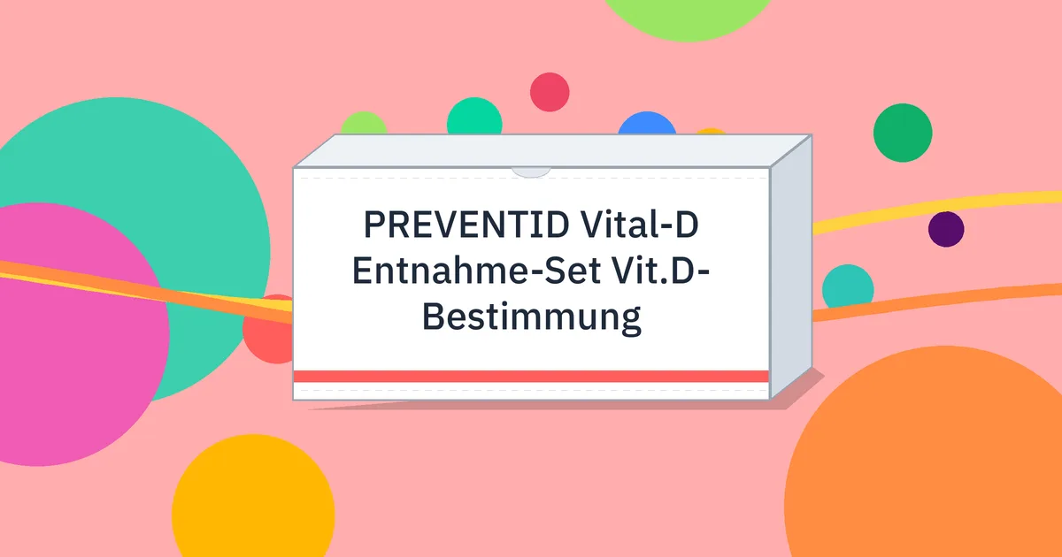 Symbolbild: Packung mit der Aufschrift PREVENTID Vital-D Entnahme-Set Vit.D-Bestimmung (PZN 18104390) – Verfügbarkeit und Bezug in Apotheken in Frankfurt am Main