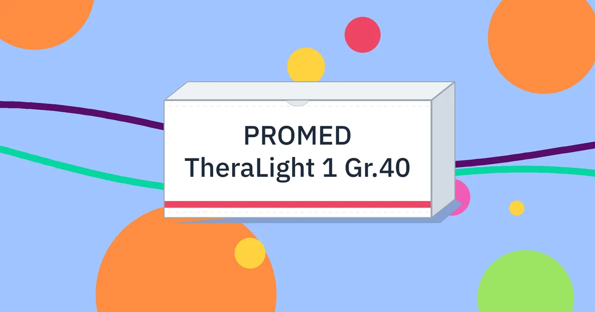Symbolbild: Packung mit der Aufschrift PROMED TheraLight 1 Gr.40 (PZN 07279643) – Verfügbarkeit und Bezug in Apotheken in Frankfurt am Main