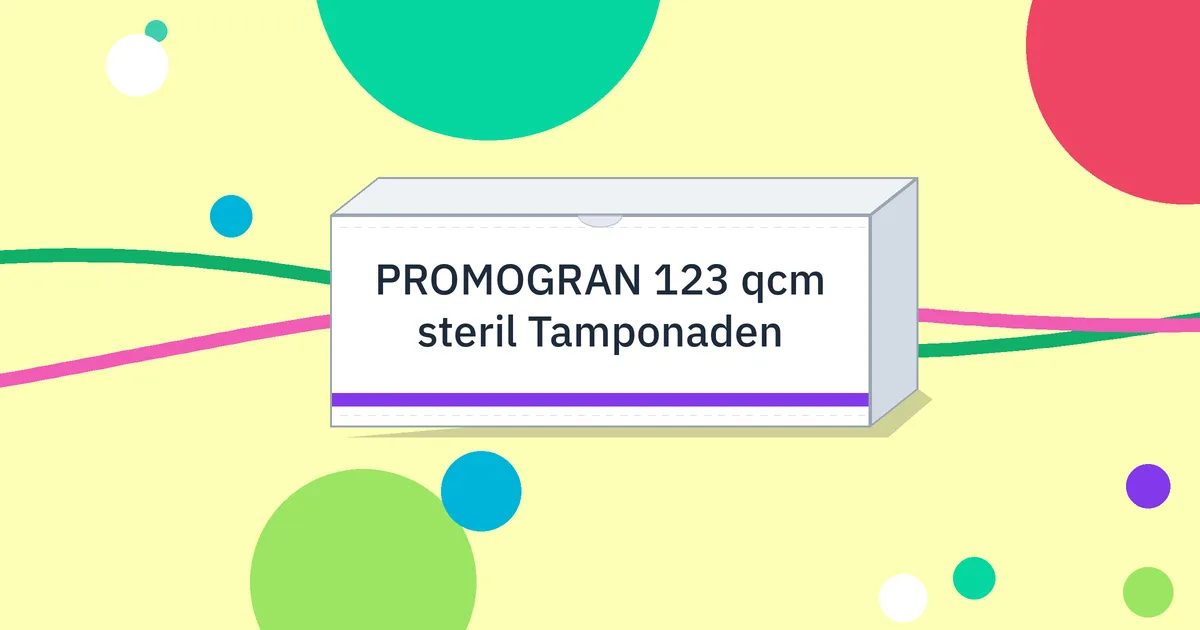 Symbolbild: Packung mit der Aufschrift PROMOGRAN 123 qcm steril Tamponaden (PZN 14414277) – Verfügbarkeit und Bezug in Apotheken in Frankfurt am Main