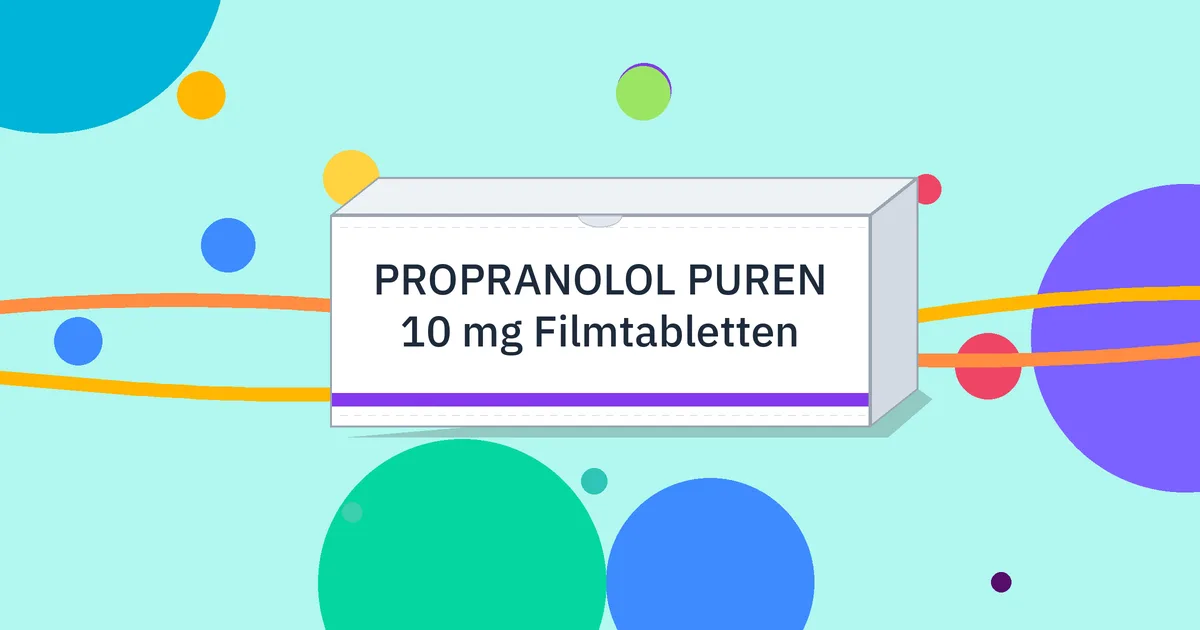Symbolbild: Packung mit der Aufschrift PROPRANOLOL PUREN 10 mg Filmtabletten (PZN 16146504) – Verfügbarkeit und Bezug in Apotheken in Frankfurt am Main