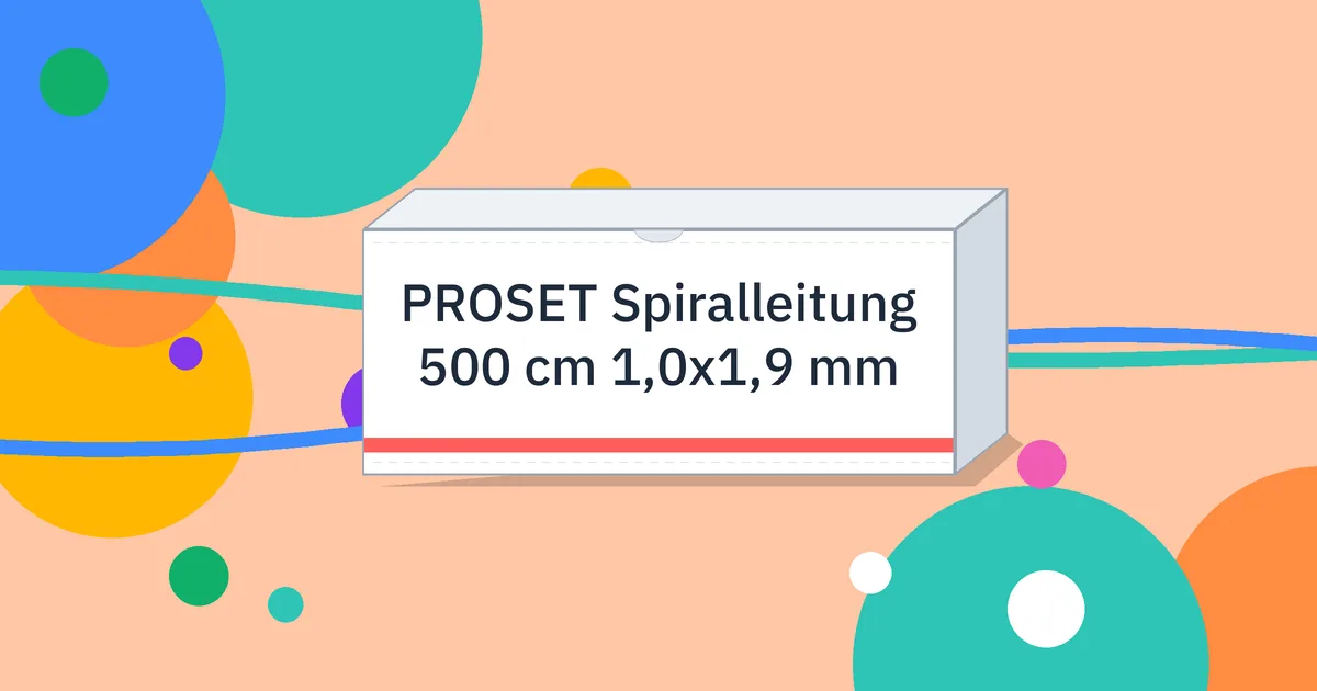 Symbolbild: Packung mit der Aufschrift PROSET Spiralleitung 500 cm 1,0x1,9 mm (PZN 11865789) – Verfügbarkeit und Bezug in Apotheken in Frankfurt am Main
