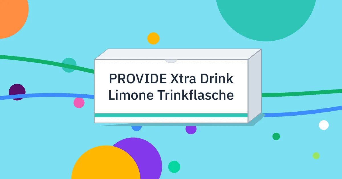 Symbolbild: Packung mit der Aufschrift PROVIDE Xtra Drink Limone Trinkflasche (PZN 00498833) – Verfügbarkeit und Bezug in Apotheken in Frankfurt am Main