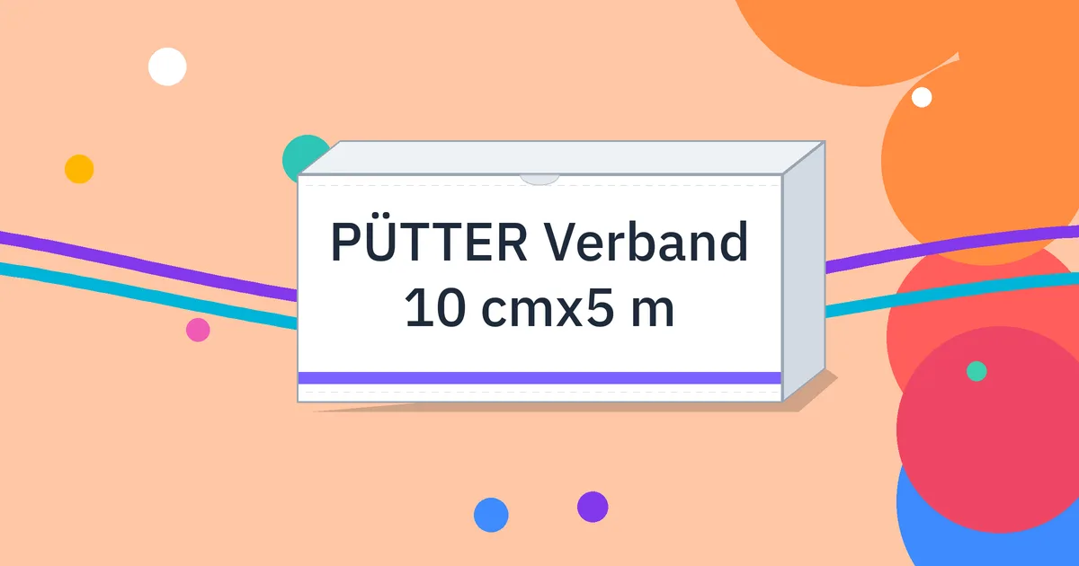 Symbolbild: Packung mit der Aufschrift PÜTTER Verband 10 cmx5 m (PZN 15615256) – Verfügbarkeit und Bezug in Apotheken in Frankfurt am Main