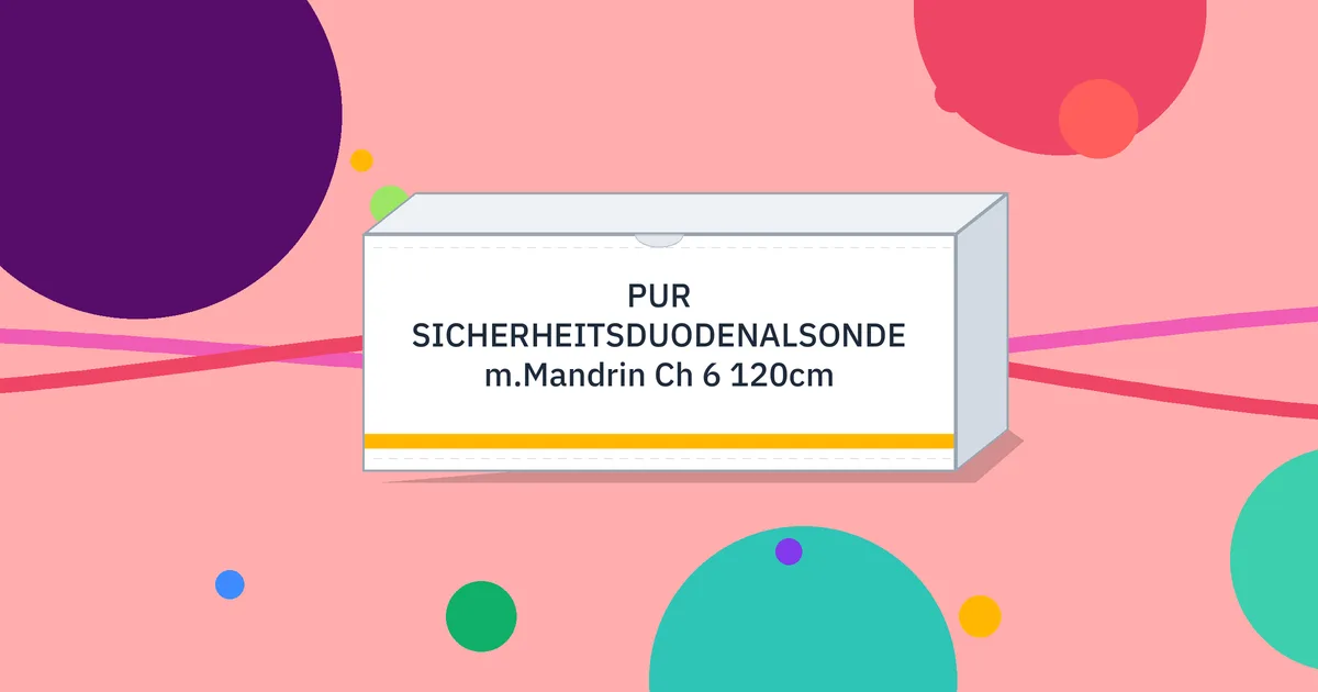 Symbolbild: Packung mit der Aufschrift PUR SICHERHEITSDUODENALSONDE m.Mandrin Ch 6 120cm (PZN 13230167) – Verfügbarkeit und Bezug in Apotheken in Frankfurt am Main
