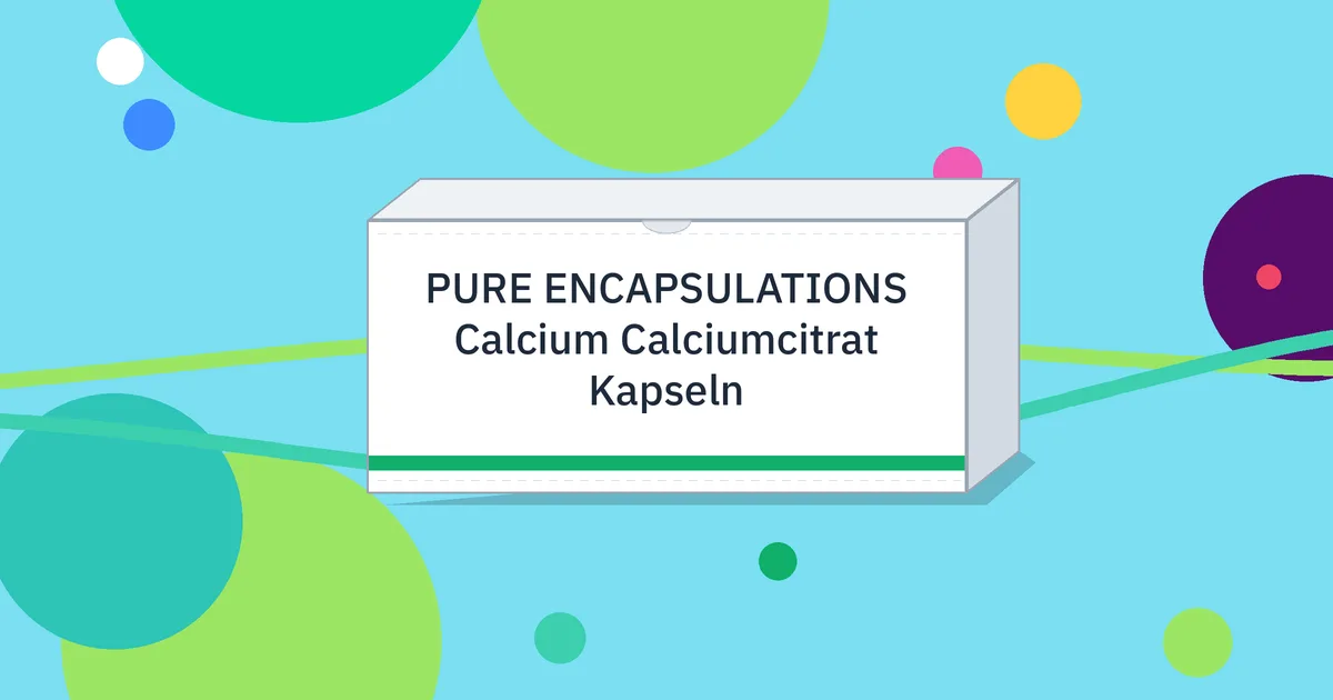 Symbolbild: Packung mit der Aufschrift PURE ENCAPSULATIONS Calcium Calciumcitrat Kapseln (PZN 05135124) – Verfügbarkeit und Bezug in Apotheken in Frankfurt am Main