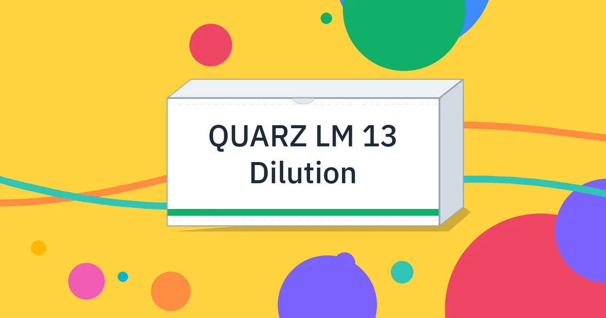 Symbolbild: Packung mit der Aufschrift QUARZ LM 13 Dilution (PZN 13045441) – Verfügbarkeit und Bezug in Apotheken in Frankfurt am Main