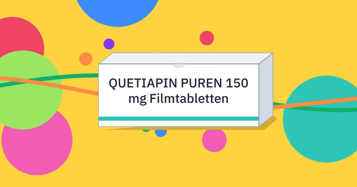 Symbolbild: Packung mit der Aufschrift QUETIAPIN PUREN 150 mg Filmtabletten (PZN 11357567) – Verfügbarkeit und Bezug in Apotheken in Frankfurt am Main