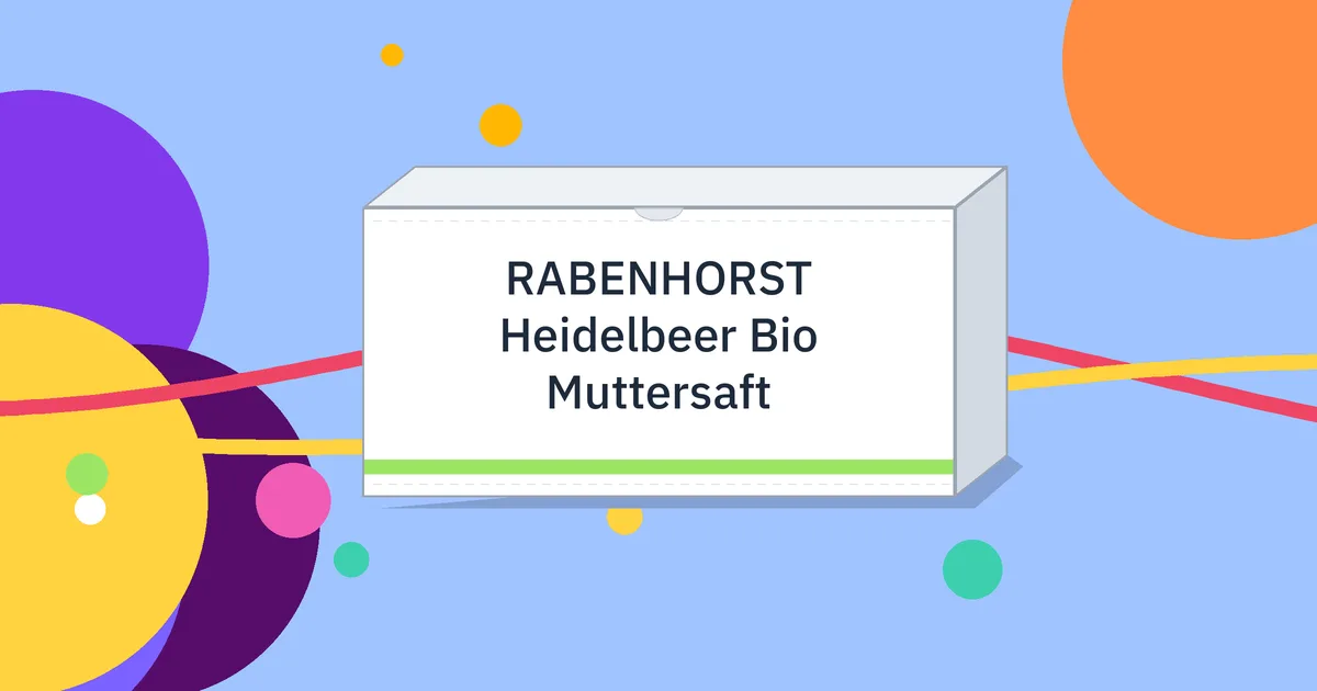Symbolbild: Packung mit der Aufschrift RABENHORST Heidelbeer Bio Muttersaft (PZN 06679346) – Verfügbarkeit und Bezug in Apotheken in Frankfurt am Main