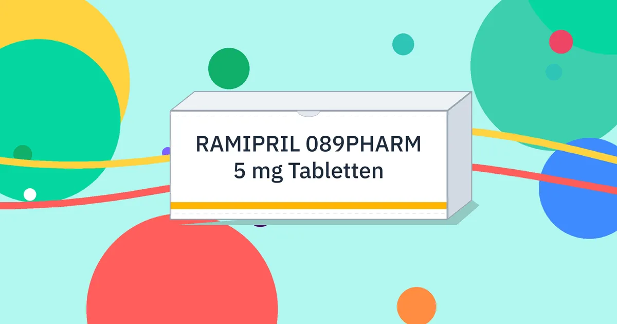 Symbolbild: Packung mit der Aufschrift RAMIPRIL 089PHARM 5 mg Tabletten (PZN 19397477) – Verfügbarkeit und Bezug in Apotheken in Frankfurt am Main