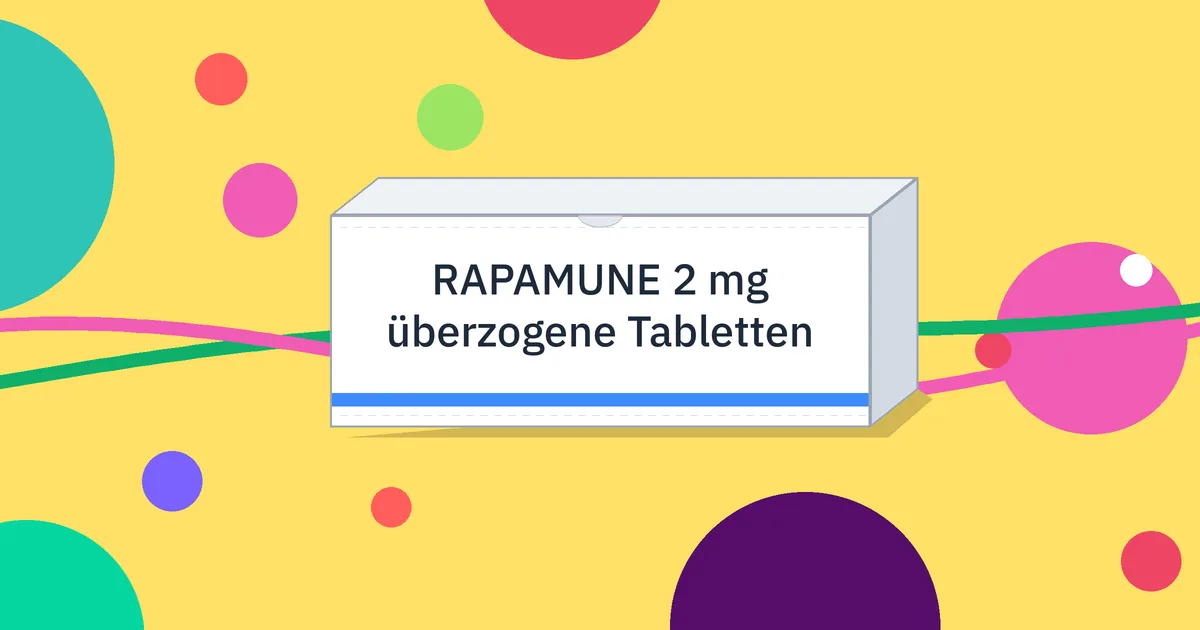 Symbolbild: Packung mit der Aufschrift RAPAMUNE 2 mg überzogene Tabletten (PZN 00177980) – Verfügbarkeit und Bezug in Apotheken in Frankfurt am Main