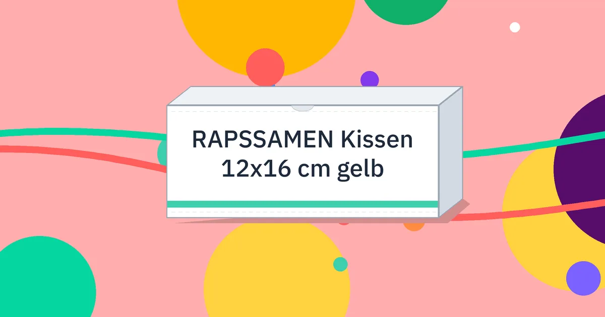 Symbolbild: Packung mit der Aufschrift RAPSSAMEN Kissen 12x16 cm gelb (PZN 05452669) – Verfügbarkeit und Bezug in Apotheken in Frankfurt am Main