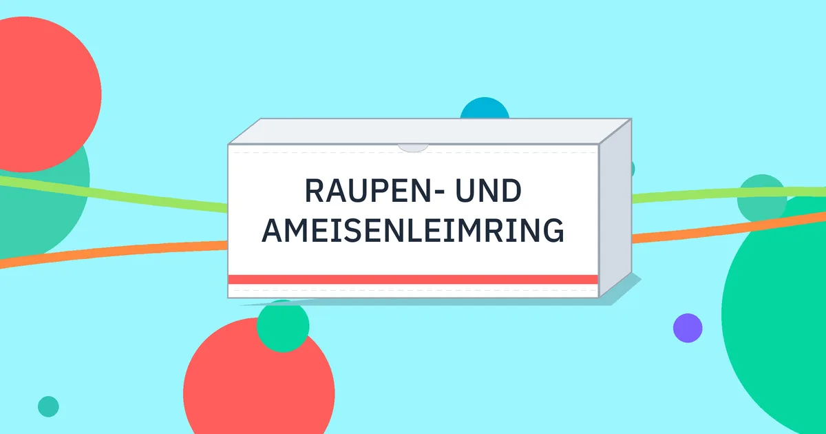 Symbolbild: Packung mit der Aufschrift RAUPEN- UND AMEISENLEIMRING (PZN 07359365) – Verfügbarkeit und Bezug in Apotheken in Frankfurt am Main