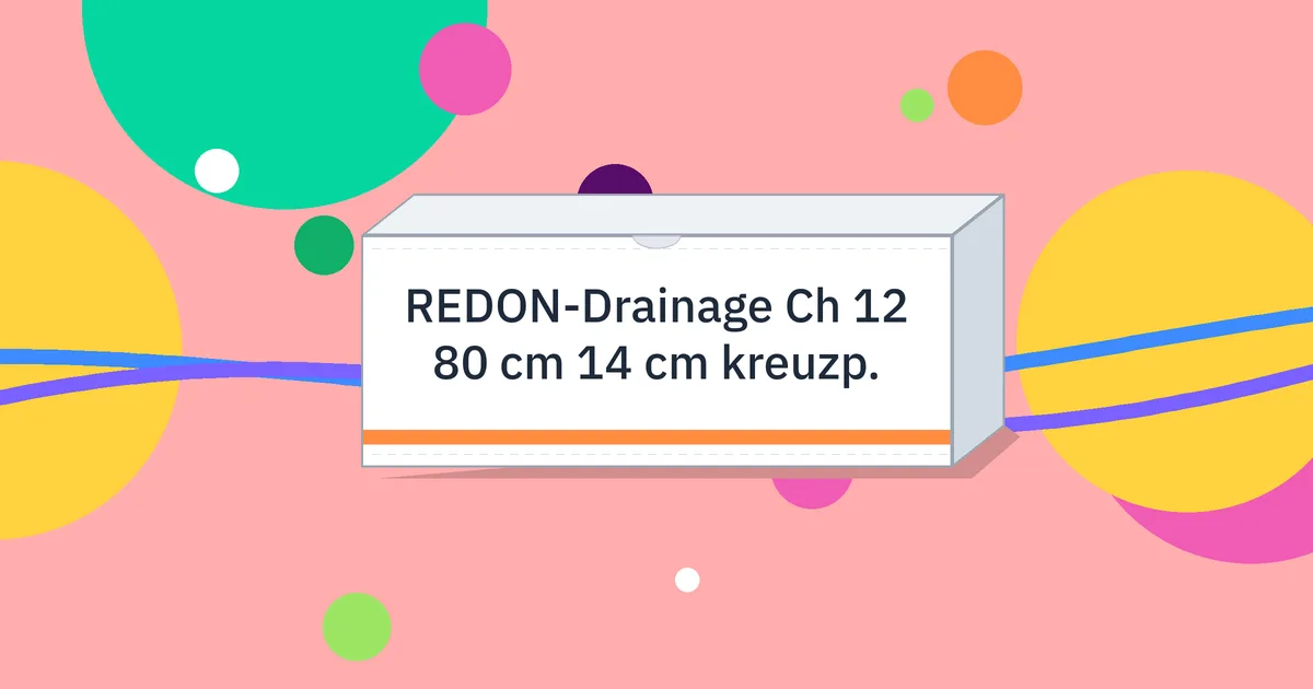 Symbolbild: Packung mit der Aufschrift REDON-Drainage Ch 12 80 cm 14 cm kreuzp. (PZN 17483528) – Verfügbarkeit und Bezug in Apotheken in Frankfurt am Main