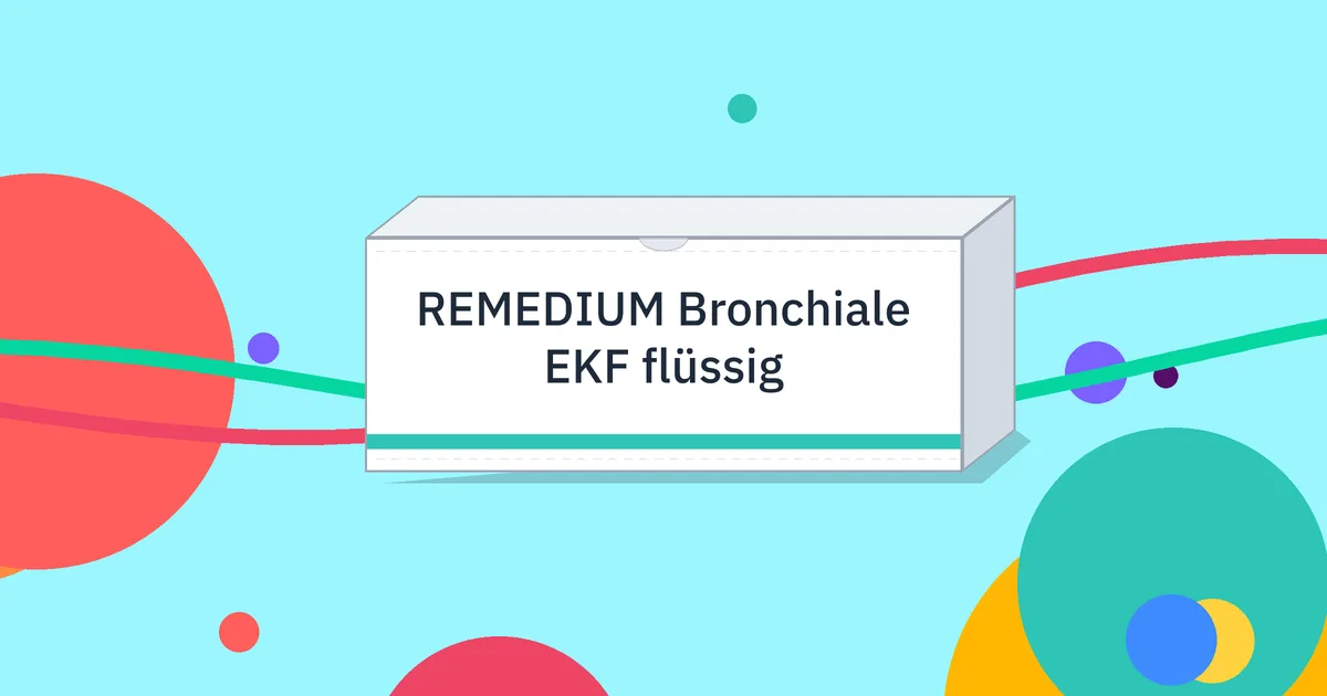 Symbolbild: Packung mit der Aufschrift REMEDIUM Bronchiale EKF flüssig (PZN 05954230) – Verfügbarkeit und Bezug in Apotheken in Frankfurt am Main