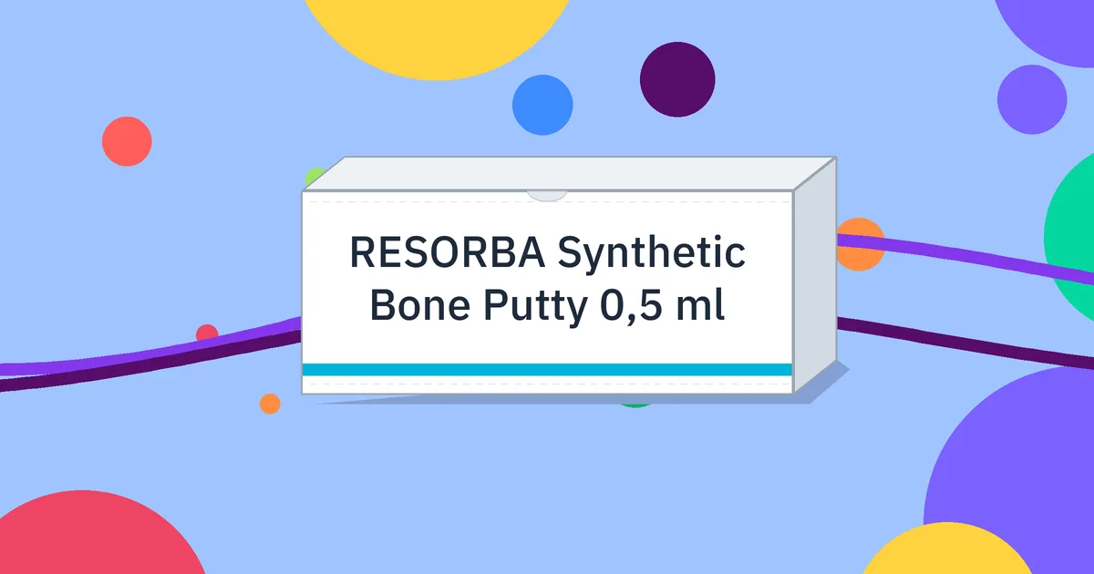 Symbolbild: Packung mit der Aufschrift RESORBA Synthetic Bone Putty 0,5 ml (PZN 16857412) – Verfügbarkeit und Bezug in Apotheken in Frankfurt am Main