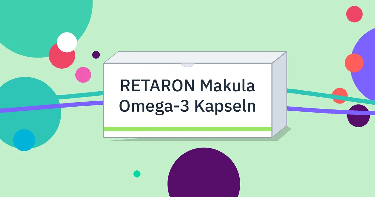 Symbolbild: Packung mit der Aufschrift RETARON Makula Omega-3 Kapseln (PZN 19642876) – Verfügbarkeit und Bezug in Apotheken in Frankfurt am Main